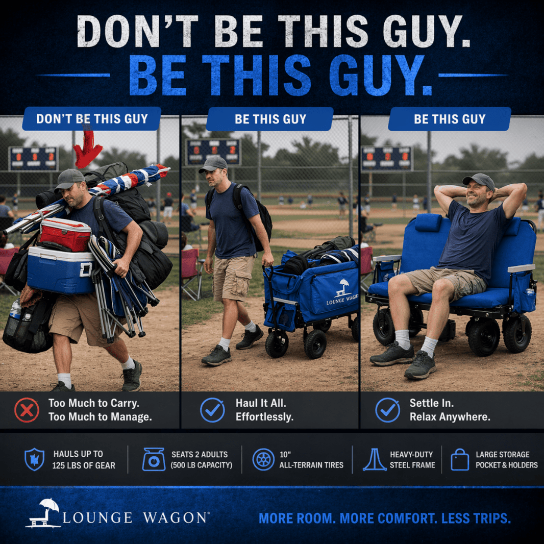 Ultimate Beach Wagon | Foldable Outdoor Wagon with Seating – Lounge Wagon